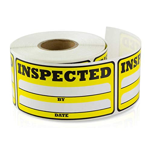 600 Inspected by Stickers - 1.5 x 3 Inch Inspection Stickers, Writable ...