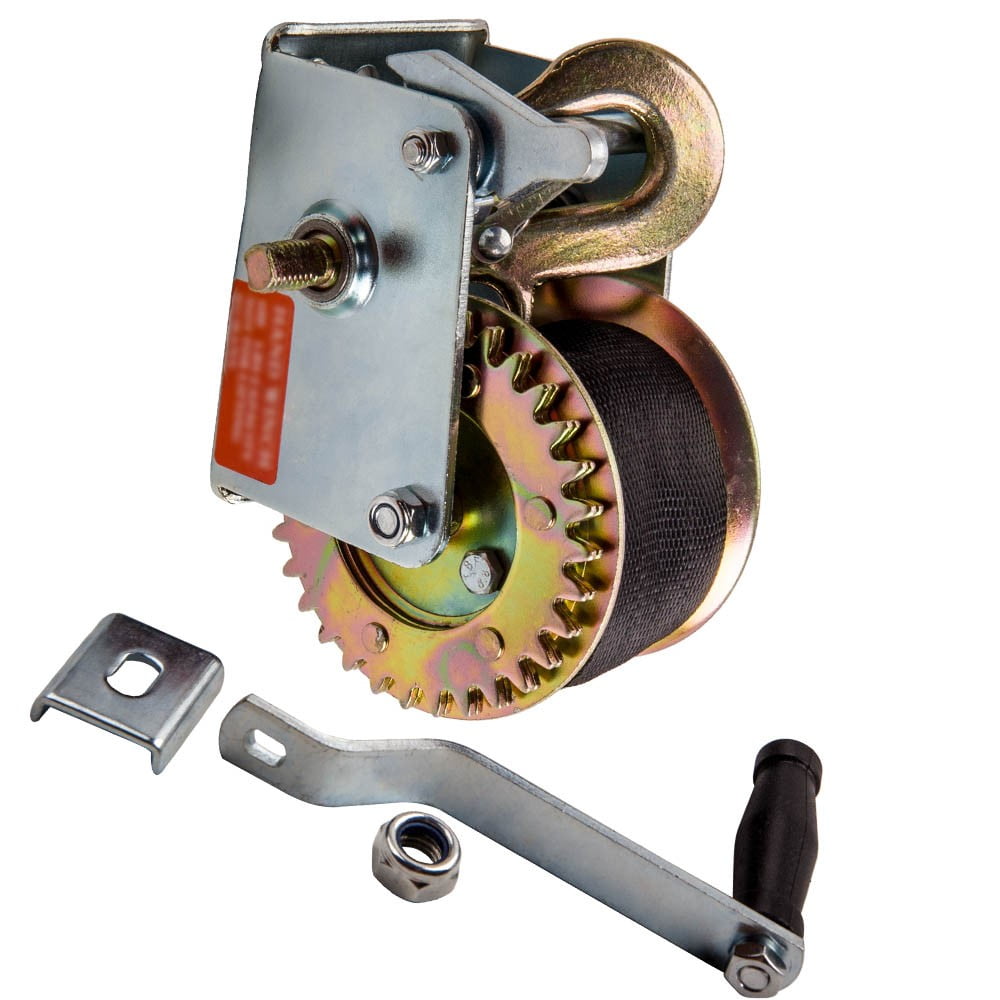 600 LB Hand Winch with Strap fit for ATV/Jet/Ski/Trailer Small Winch ...