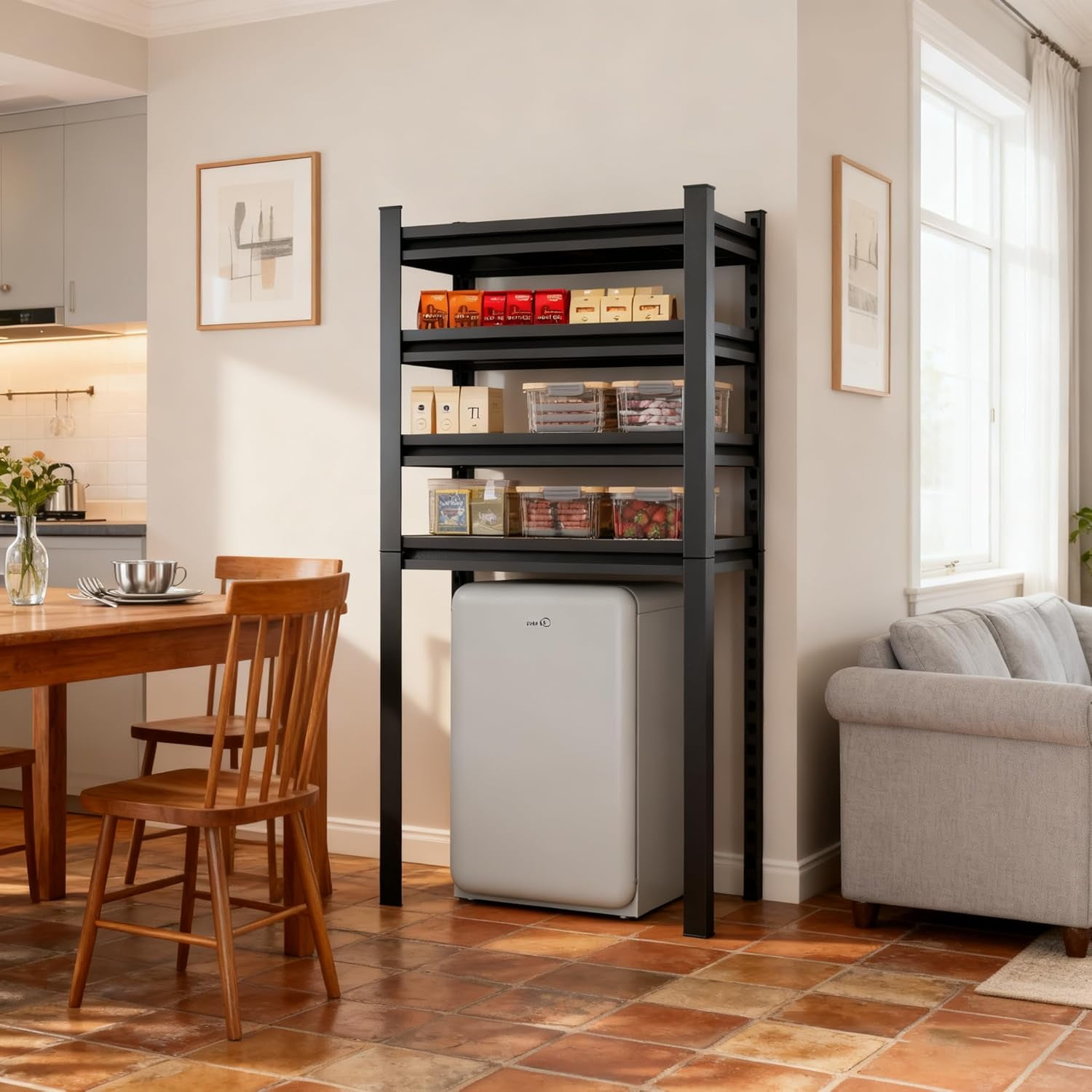 600 LBS Capacity Tall Mini Fridge Stand with Storage Shelves ...