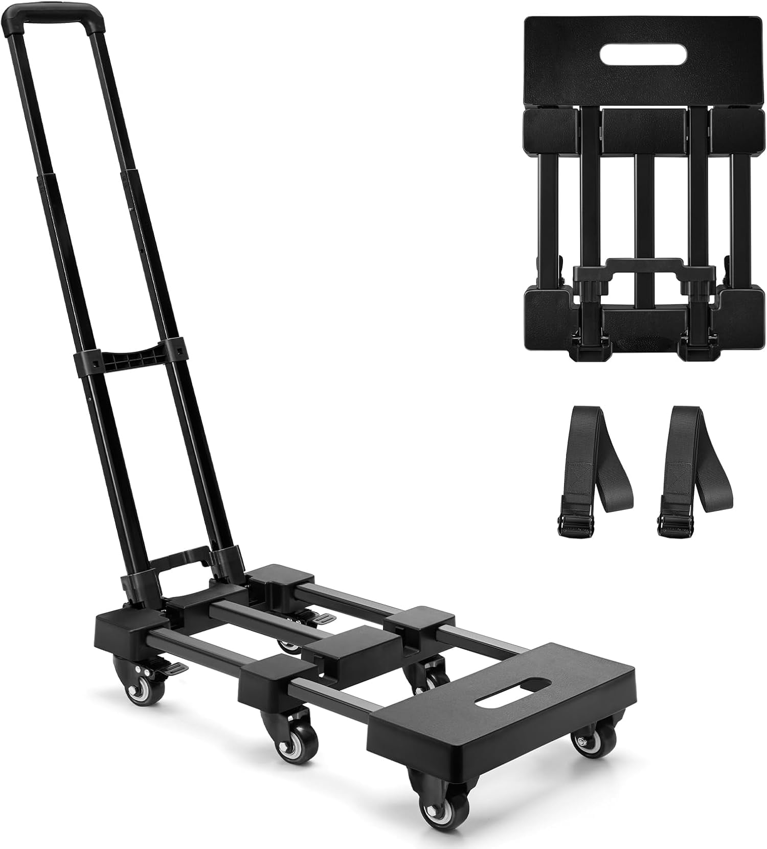 600 LBS Folding Hand with 6 Wheels(2 with ), Hand Foldable with 2 ...