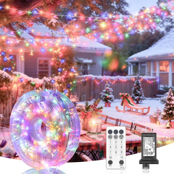 SHIQI-300LED Christmas Lights Indoor Outdoor Use Green Wire, 8 Lighting ...