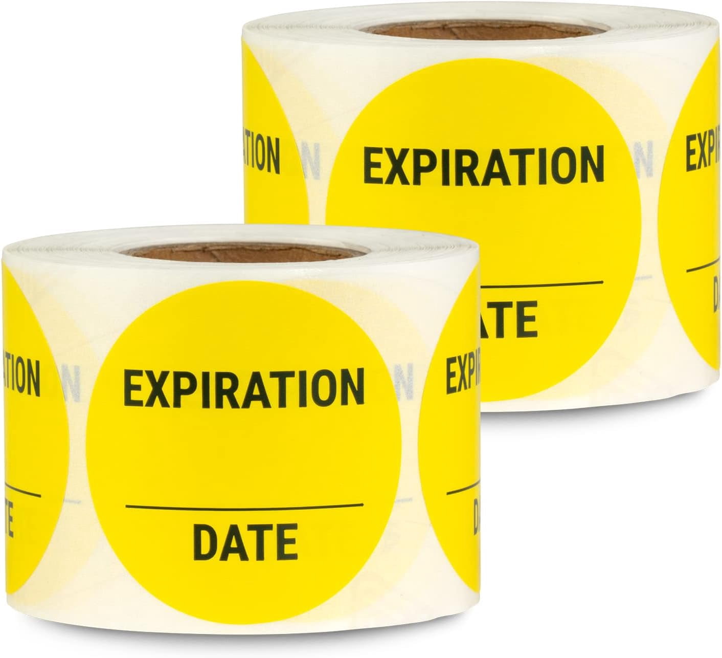 600 Labels, 2 Rolls - Expiration Date Stickers (1.5 inch, Round, Yellow ...