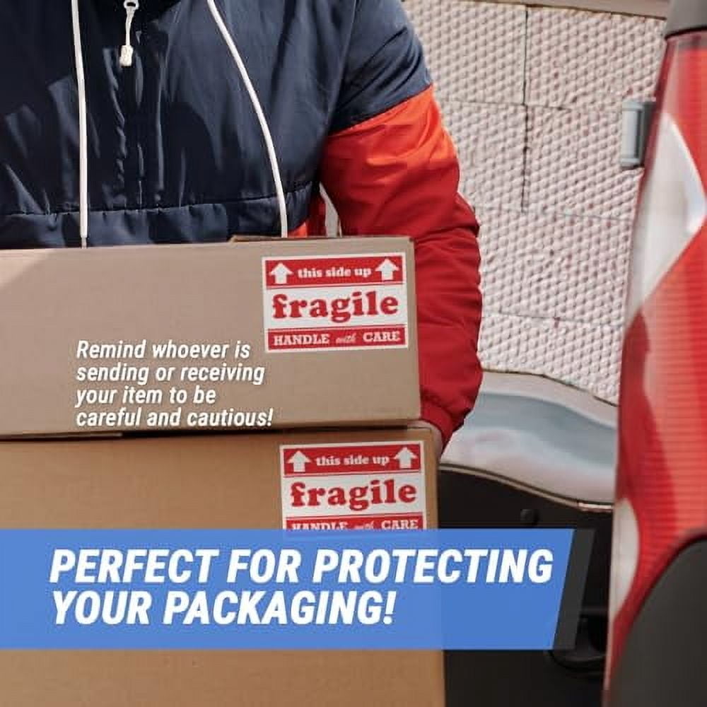 600 Labels, 2 Rolls - This Side UP Sticker Labels - Red & White 4 x 6 ...