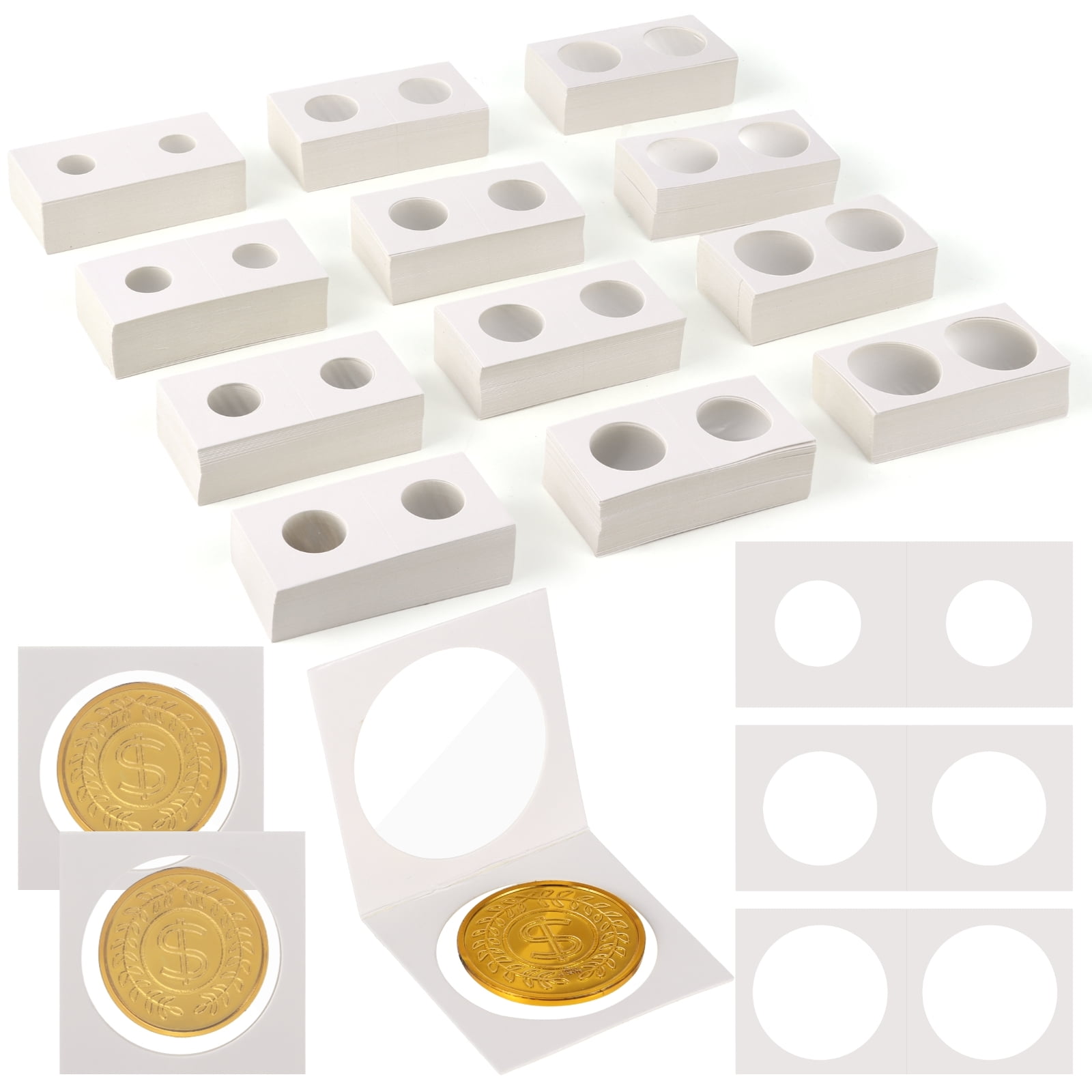 600 PCS Cardboard Coin Clips, 12 Assorted Sizes Paper Coin Holders, 2 ...