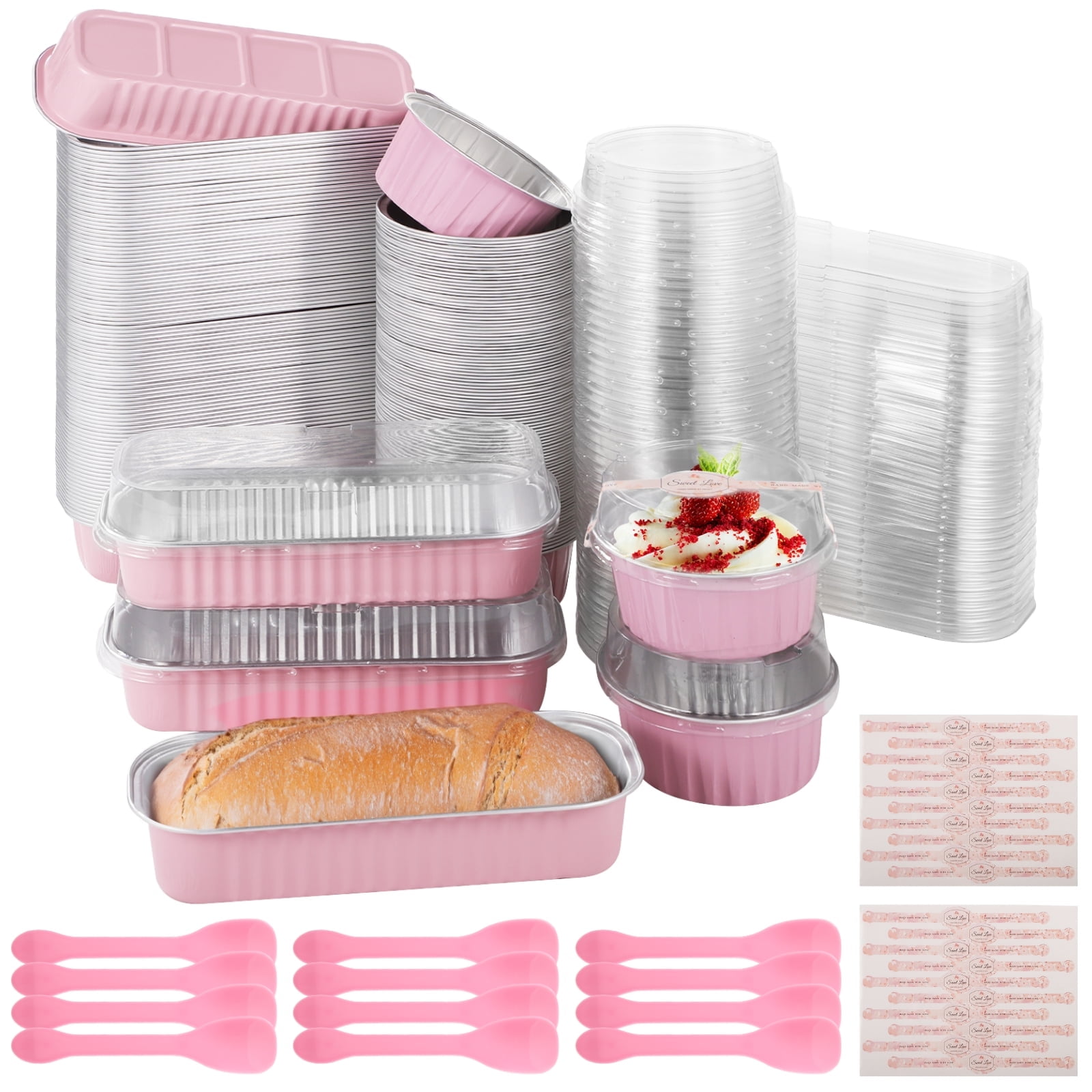 600 PCS Mini Loaf Pans, Rectangle & Round Dessert Boxes with Lids ...