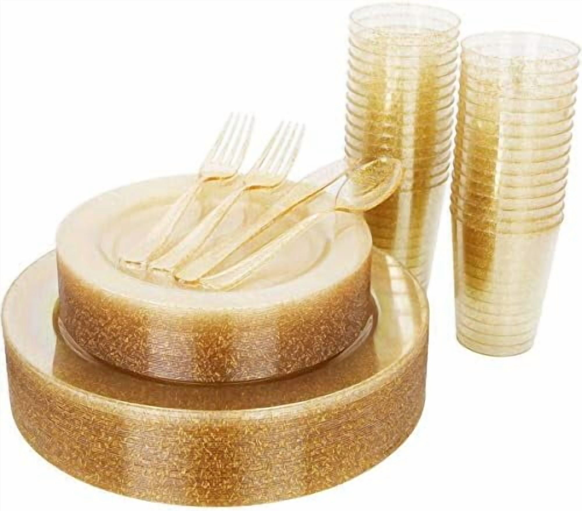 600 PCS Silver Disposable Dinnerware Set for 100 Guests, Wedding Plates ...