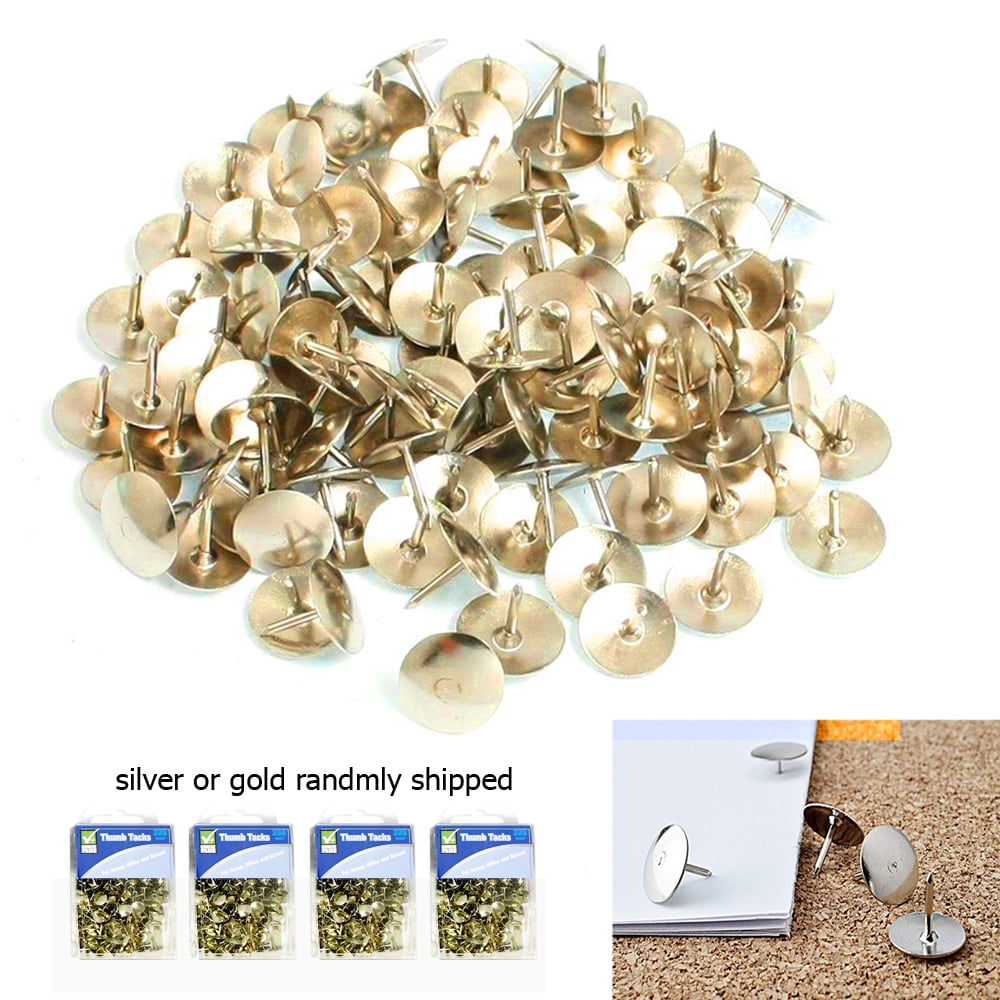 600 PCS Thumbtack Metal Steel Round Head Office Thumb Tacks Cork Board ...