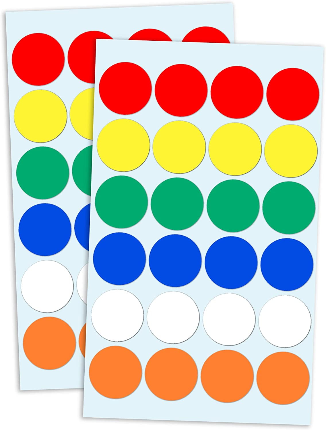600 Pack, 1" Round Colored Dot Stickers Labels - 6 Colors - Walmart.com