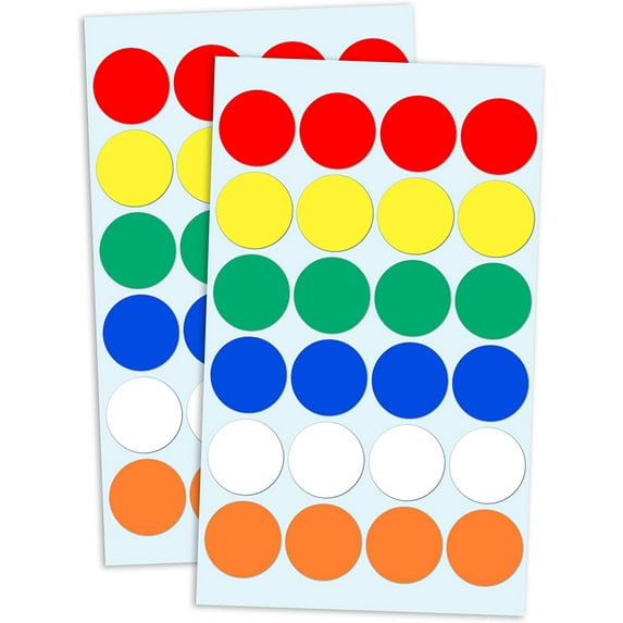 600 Pack, 1" Round Colored Dot Stickers Labels - 6 Colors - Walmart.com