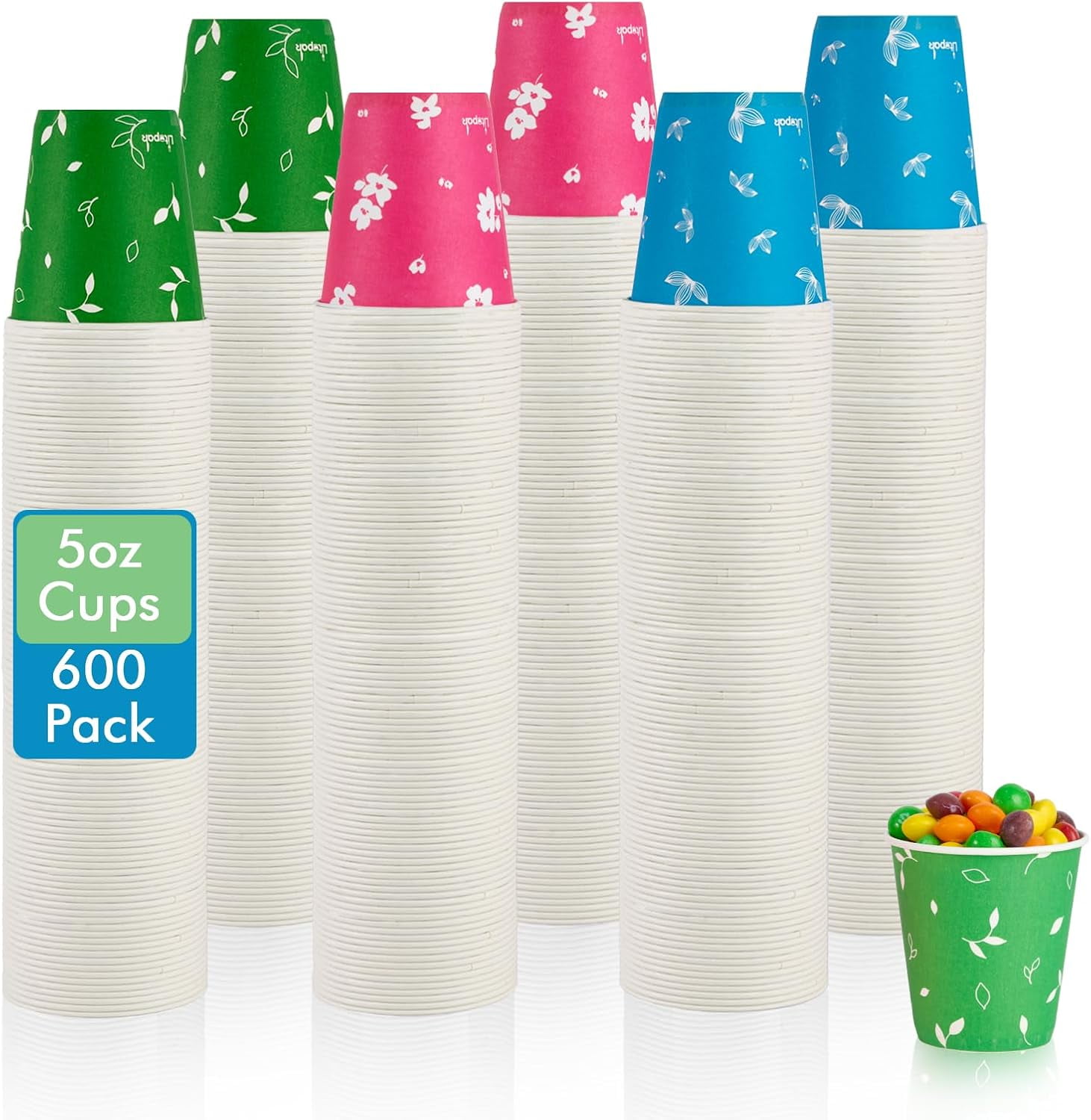 600 Pack 5 oz Paper Cups, Colorful Disposable Mouthwash Cups, Small ...