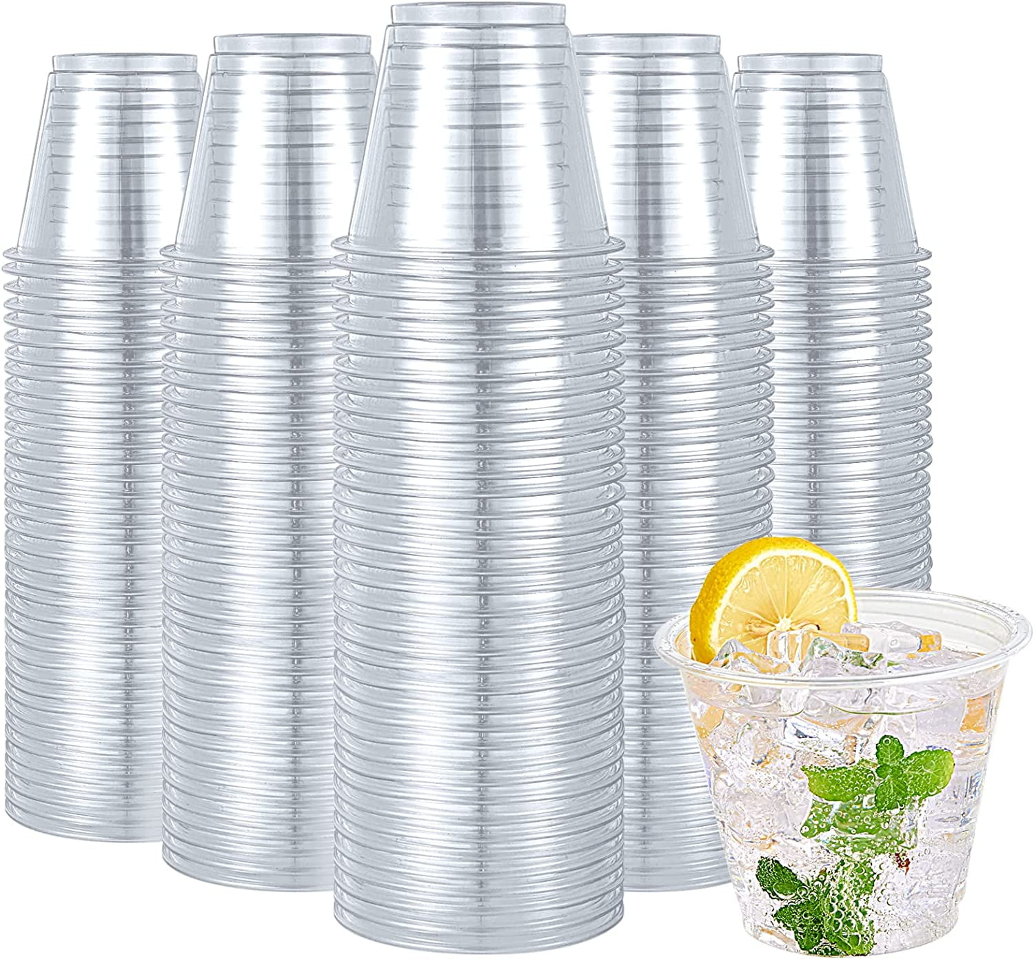 600 Pack 9 oz Clear Plastic Cups, Disposable Reusable Tumblers Crystal ...