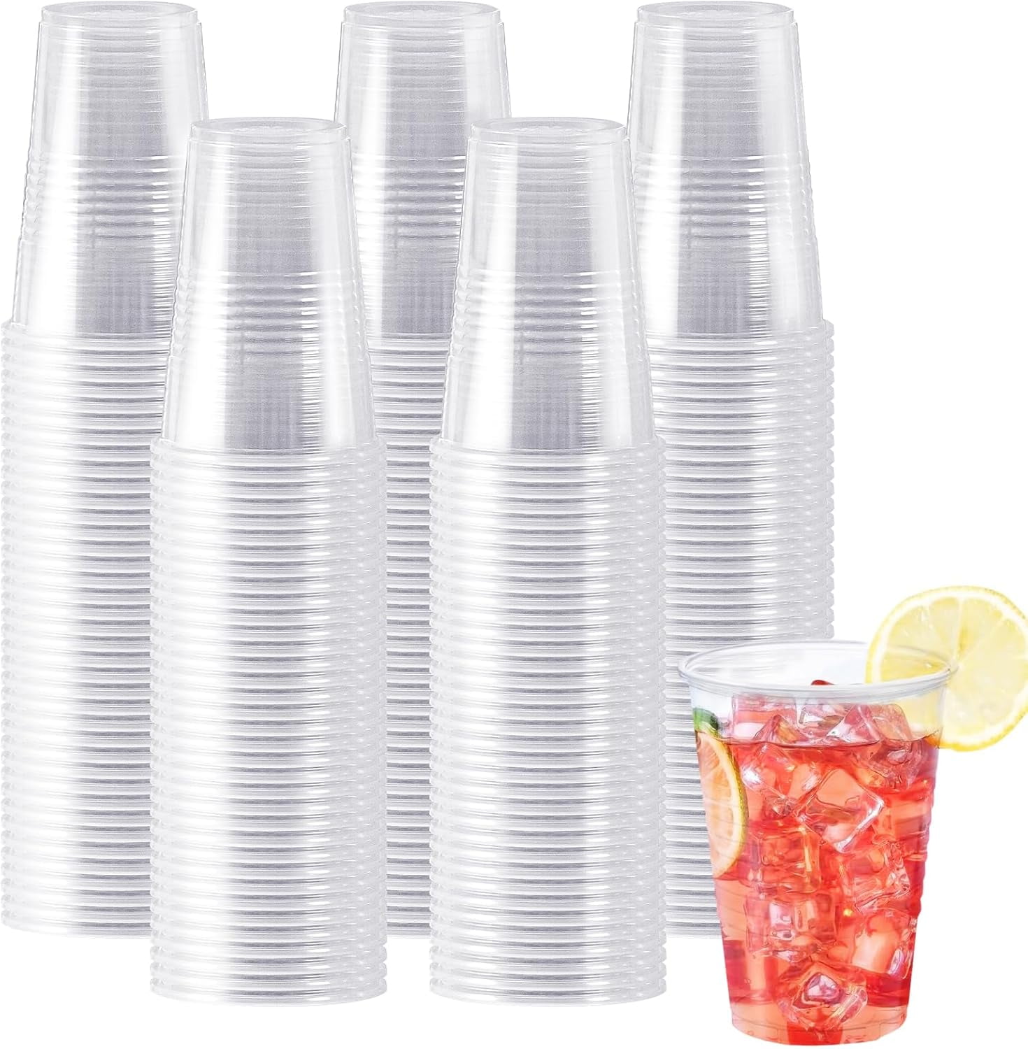 600 Pack 9 oz Plastic Cups, Clear Disposable Cups, Hot/Cold Party ...