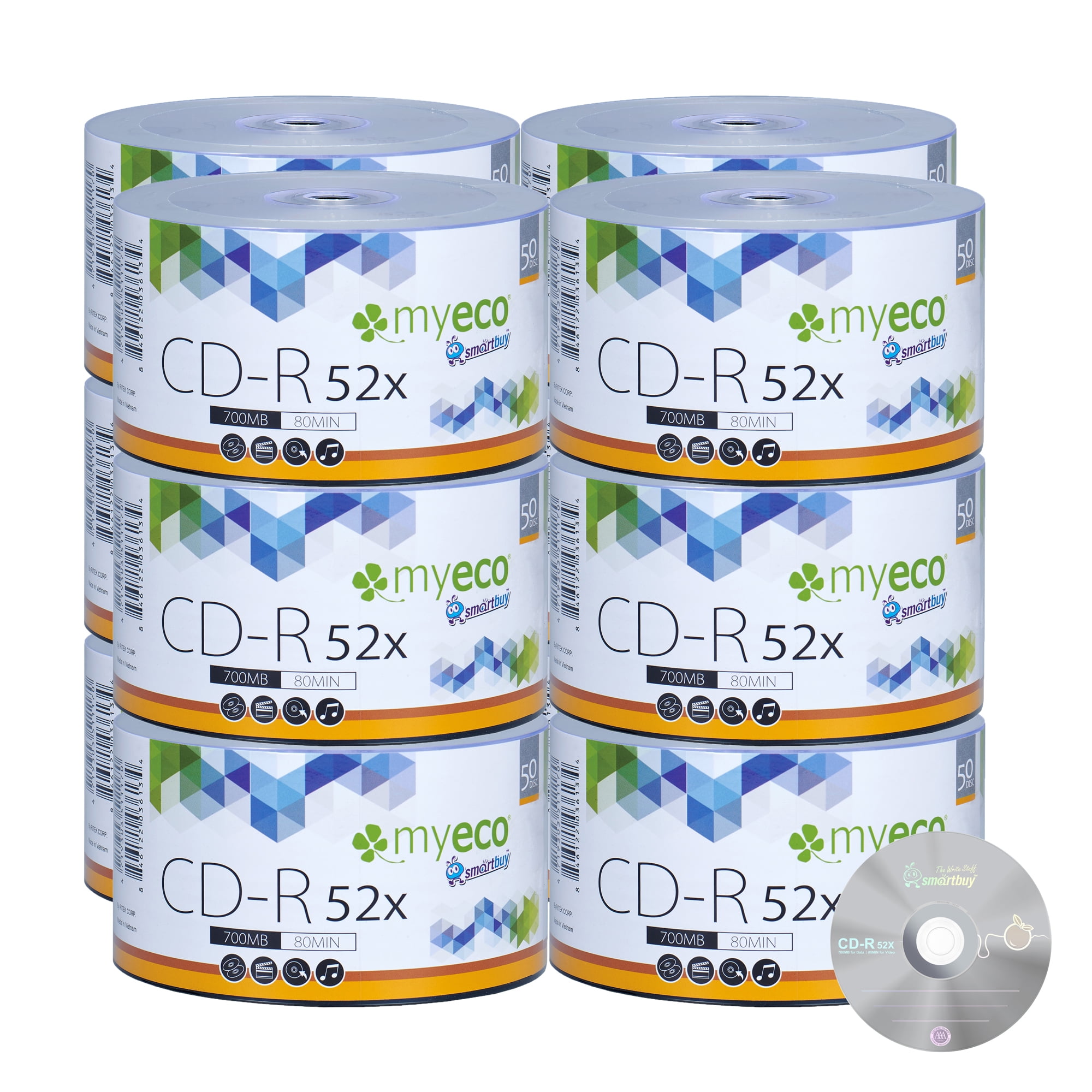 600 Pack MyEco CD-R CDR 52X 700MB 80Min Economy Logo Top Write Once ...