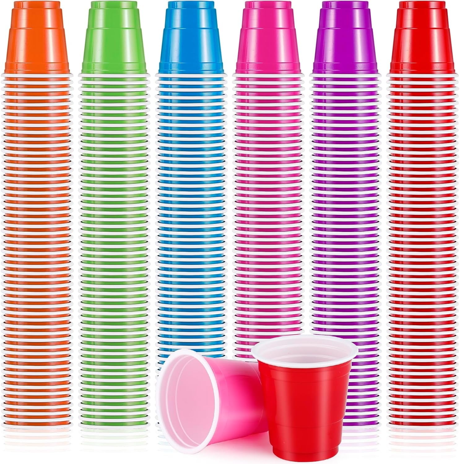 600 Pack Plastic Shot Glasses, 6 Colors Plastic Shot Cups, 2 oz Mini ...