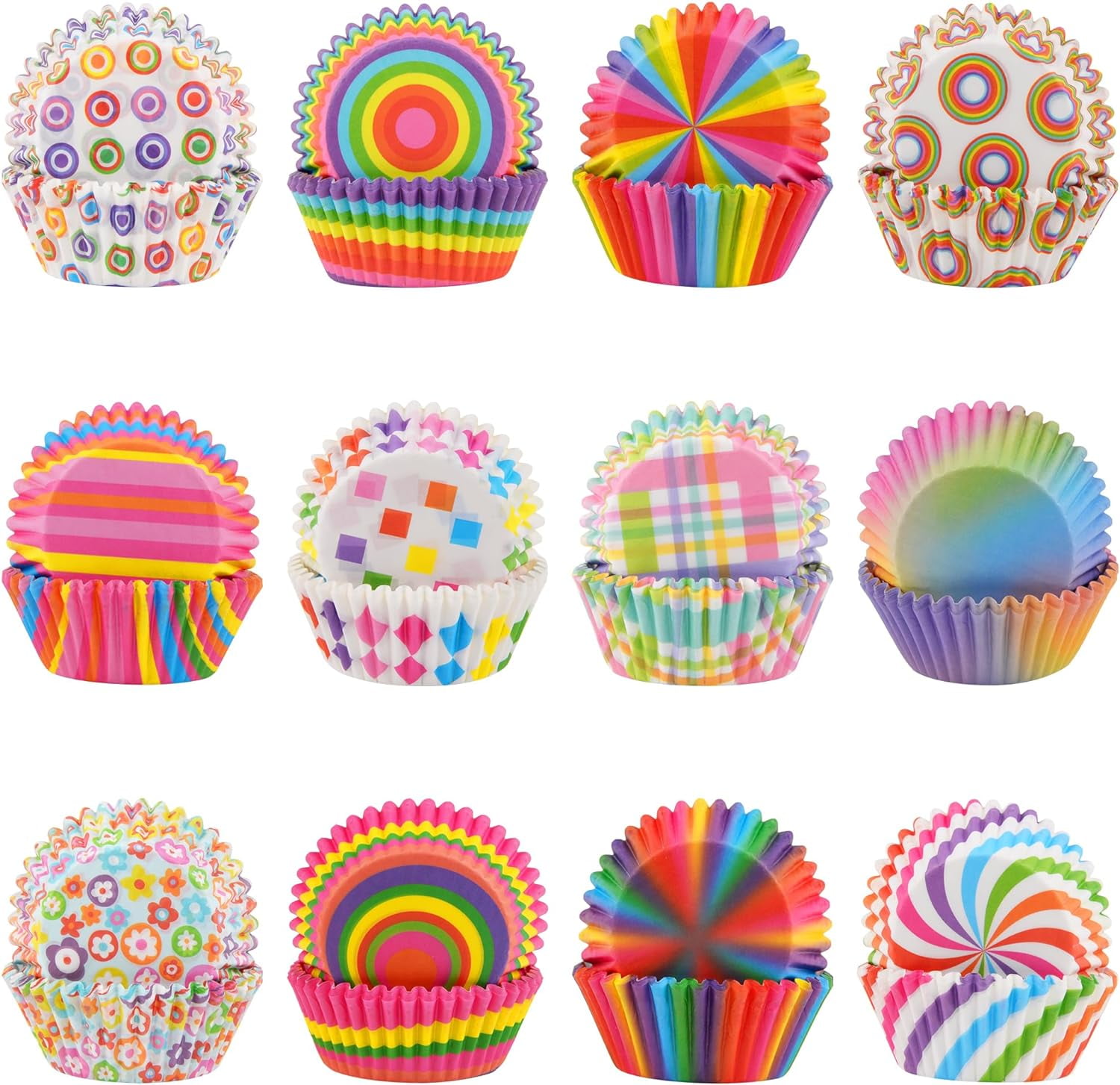 600 Pack Rainbow Cupcake Liners Cupcake Baking Cups Standard Size ...
