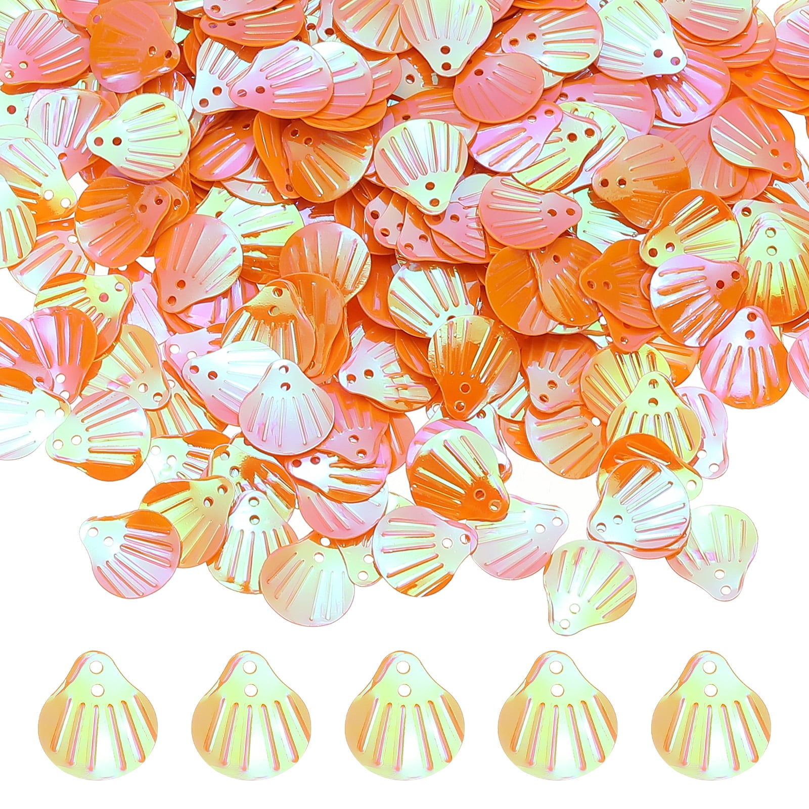 600-Pack Seashell Sequins, 50g Shell Shape Loose Sequins[AB Orange ...
