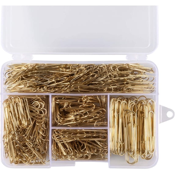 600 Paper Clips,Office Gold Paper Clips Assorted Sizes(Small,Medium and ...