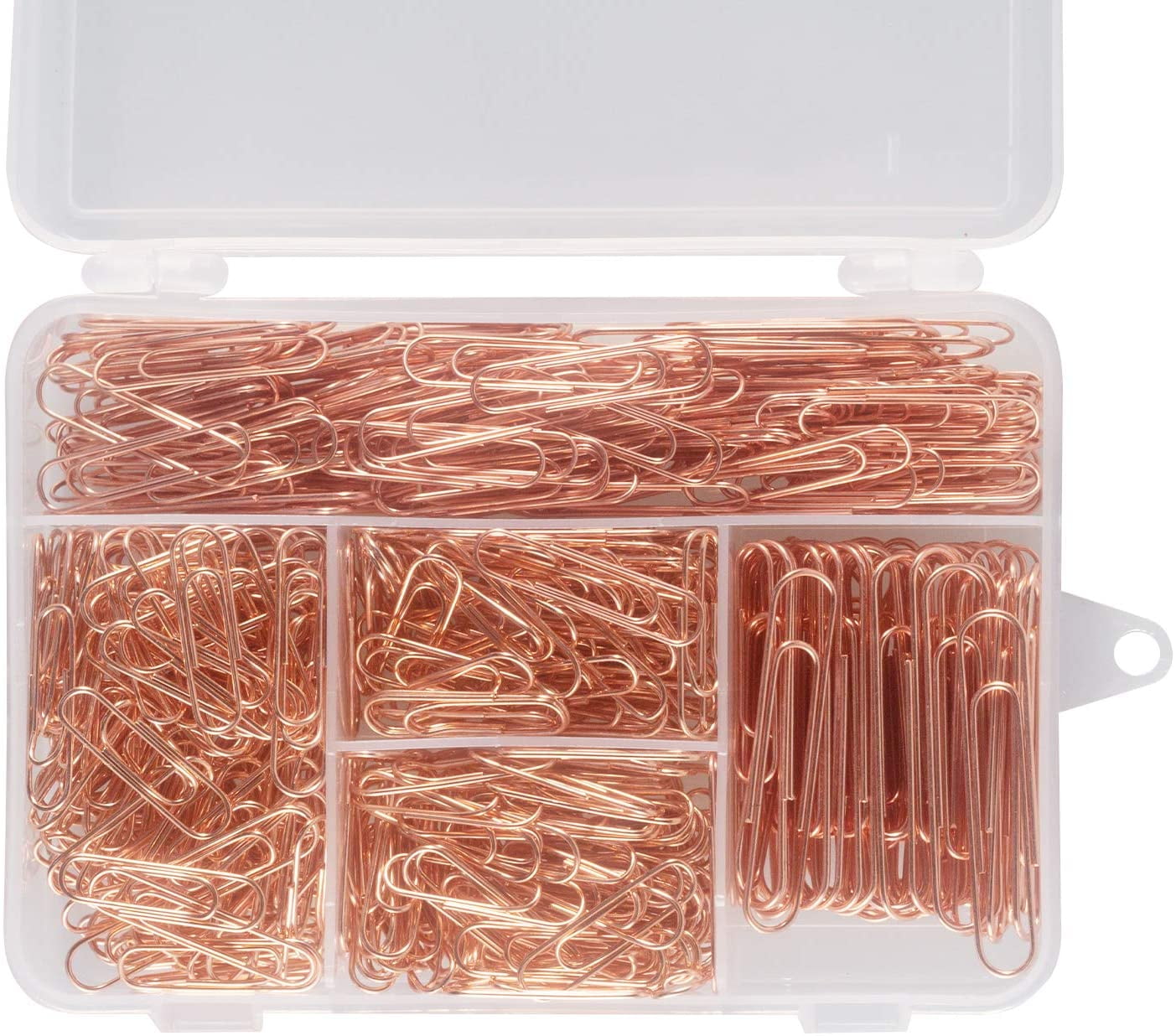 600 Paper Clips,Office Rose Gold Paper Clips Assorted Sizes(Small ...