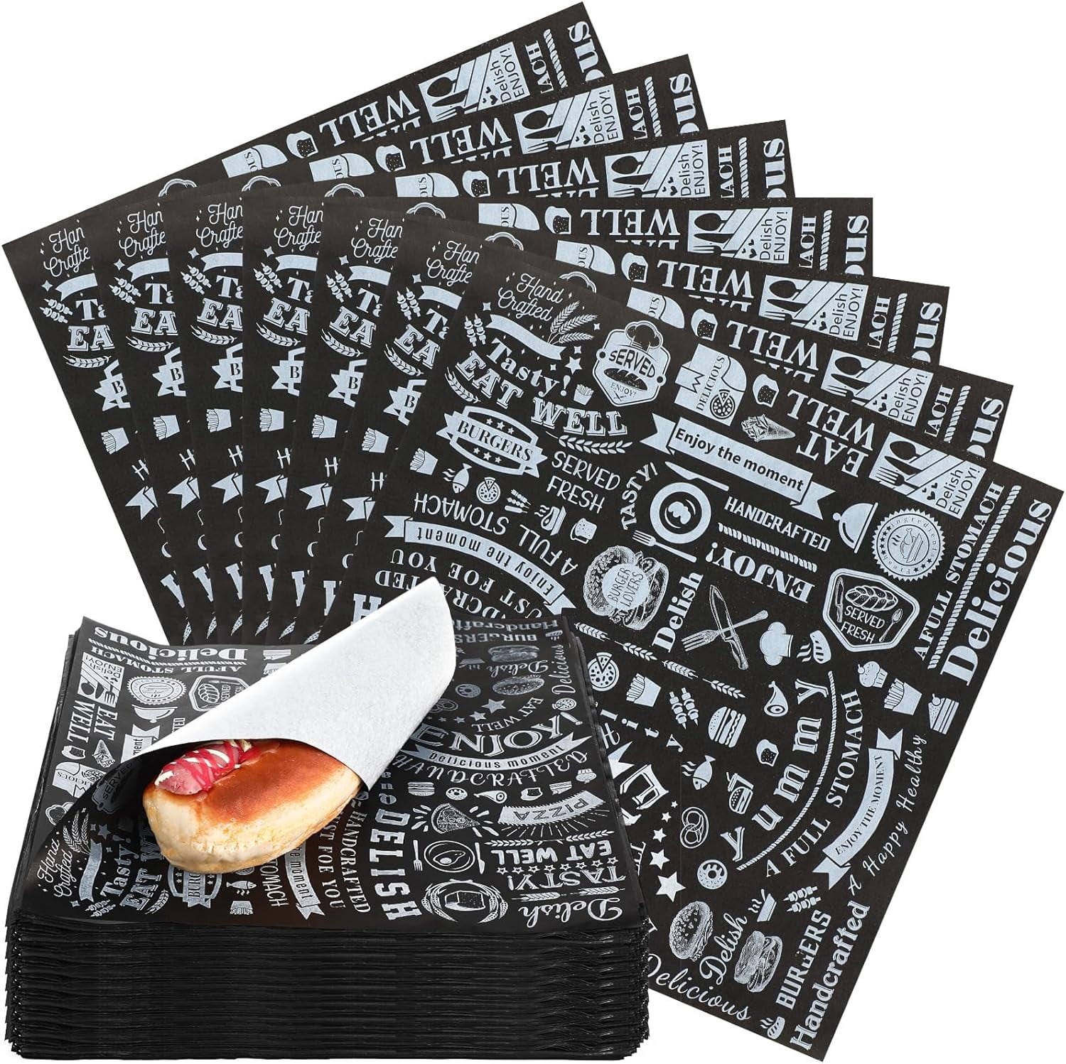 600 Pcs 10 x 10 Inch Deli Wax Paper Sheets Grease Resistant Tray Basket ...