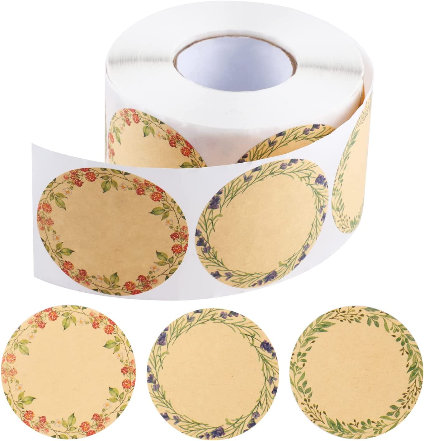 600-Piece 2-Inch Kraft Canning Jar Labels With Floral Gift Tag Stickers ...