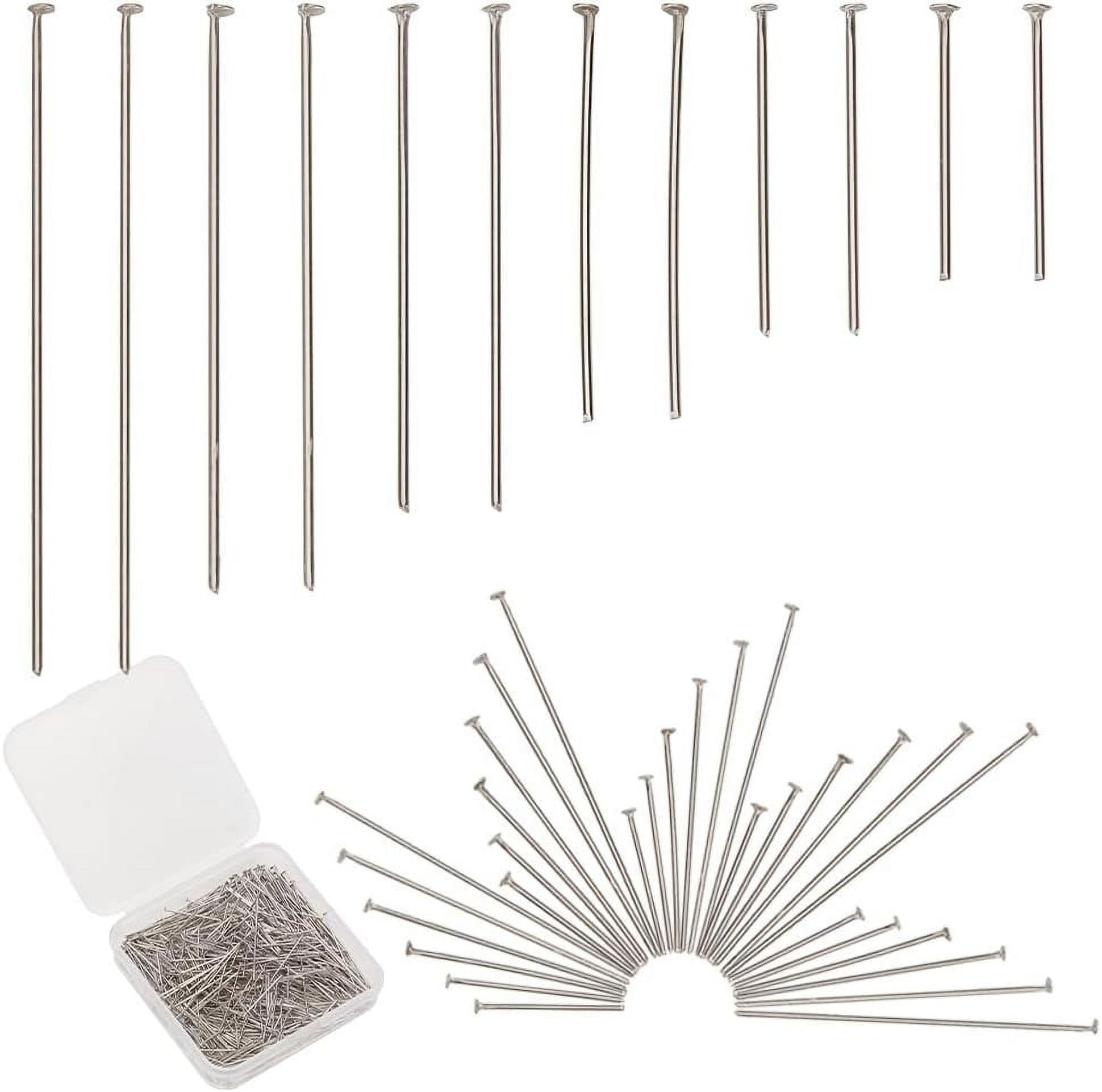 600 Pcs 21 Gauge Flat Head Pins 6 Sizes 304 Stainless Steel Eye Pins ...