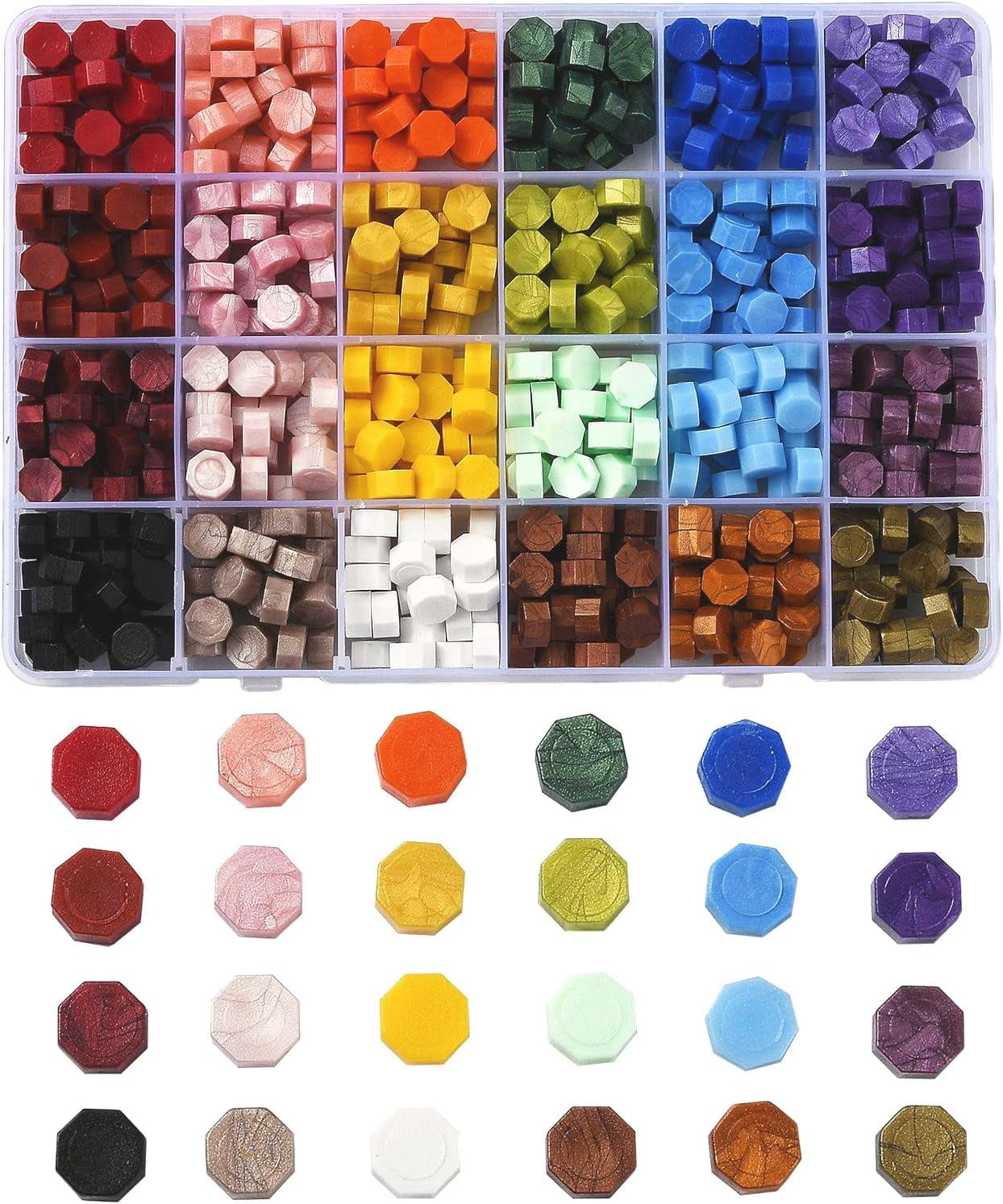 600 Pcs 24 Colors Sealing Wax Particles Octagonal Wax Sealing Beads Honeycomb Retro Wax Seal ...