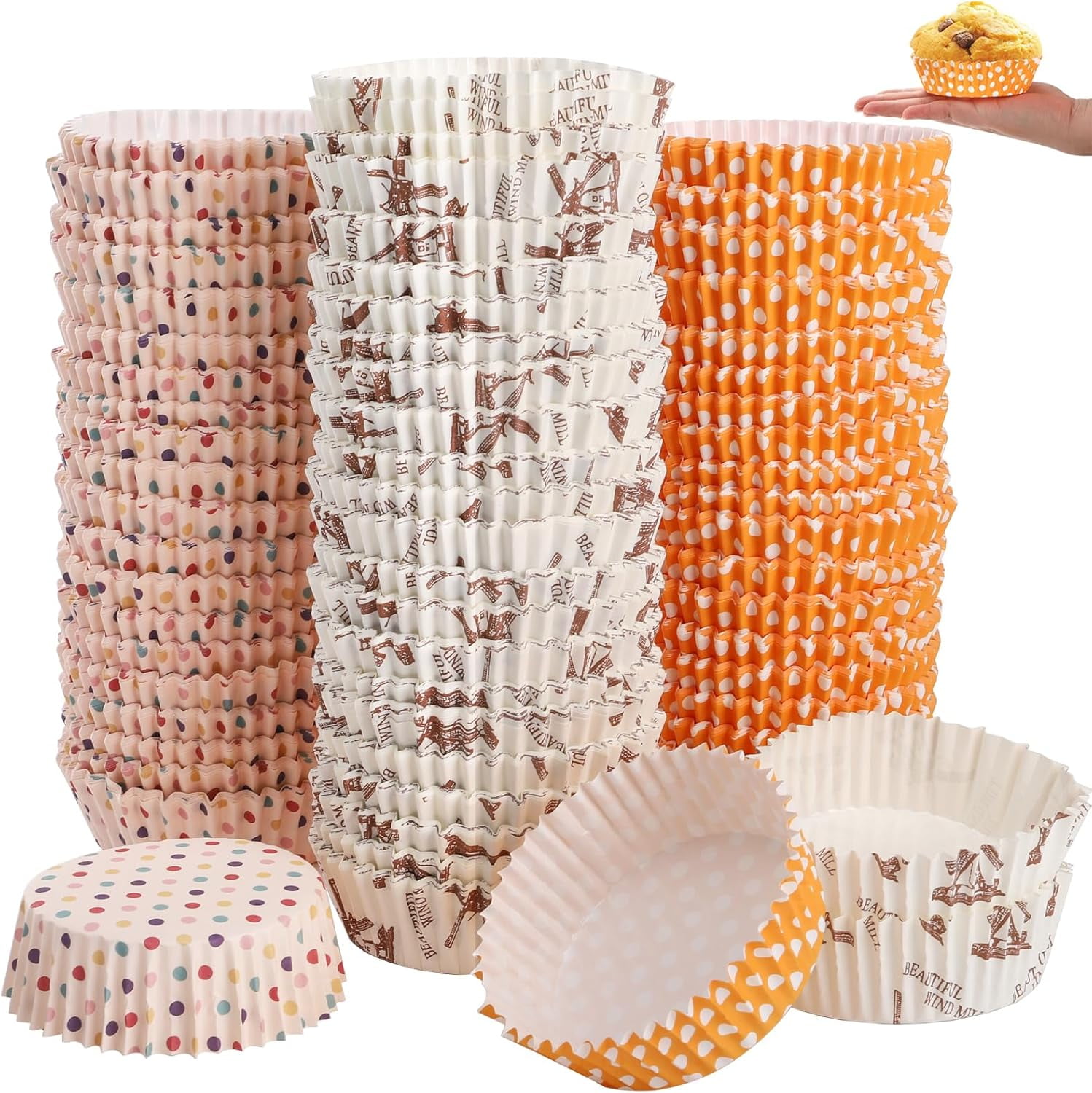 600 Pcs 35 In Jumbo Cupcake Liners Greaseproof 6 Oz Large Paper Non
