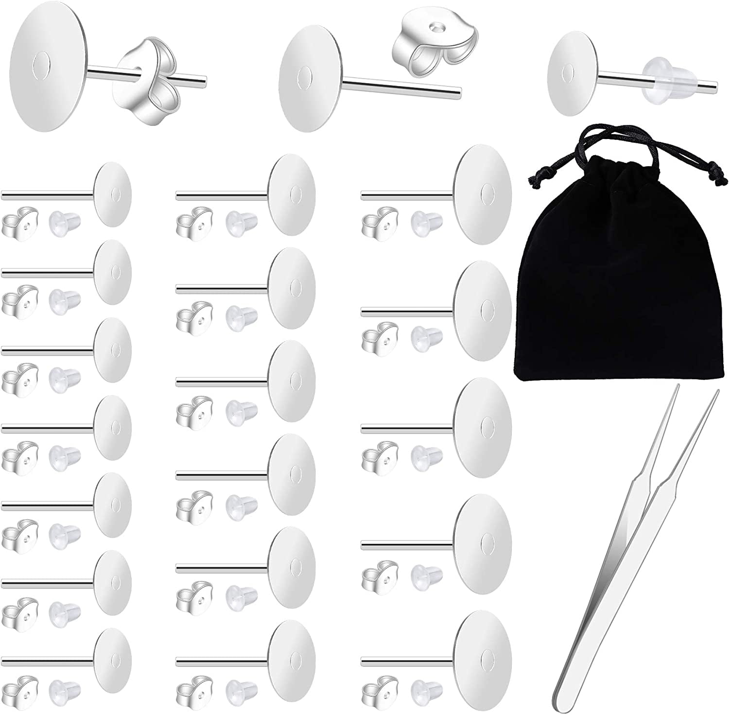 600 Pcs 4mm/6mm/8mm Earring Posts and Backs Hypoallergenic Secure ...