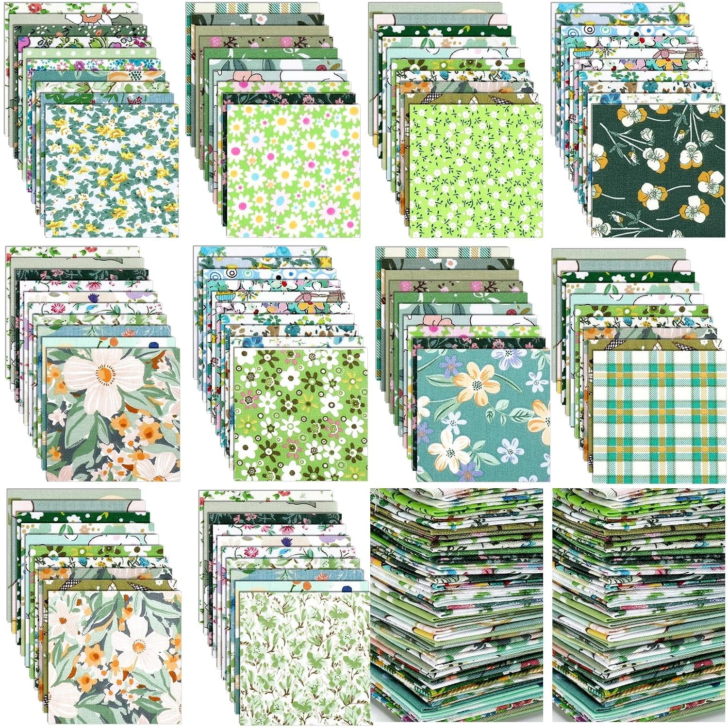 600 Pcs 5" x 5" Floral Cotton Fabric Patchwork Fat Quarters Bundles Precut Fabric Square Printed ...