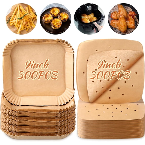 600 Pcs Air Fryer Paper Liners Disposable Include 300 Square Air Fryer ...