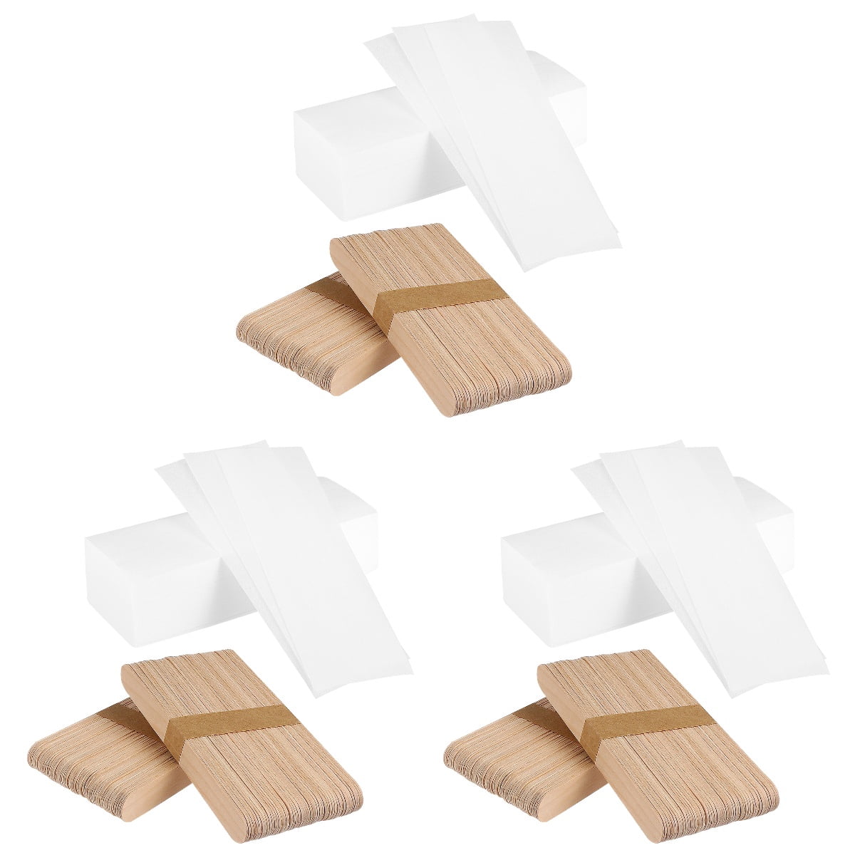 600 Pcs Body Facial Wax Strips with Wood Waxing Sticks Skin Hair ...