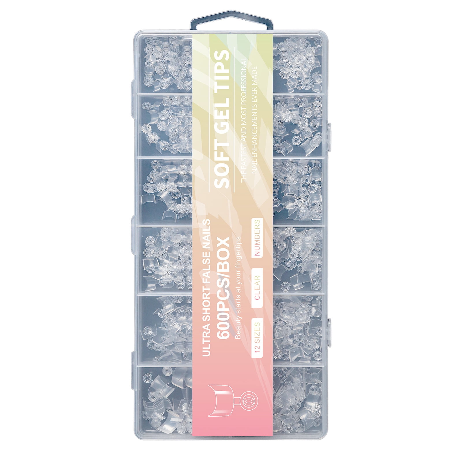 600 Pcs Clear Nails Tips Soft Gels Tips Short Half Cover Tips Nails ...