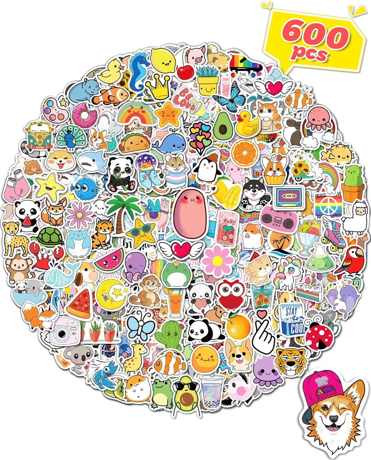 600 Pcs Cute Water Bottle Stickers For Kids, Waterproof Vinyl Stickers ...