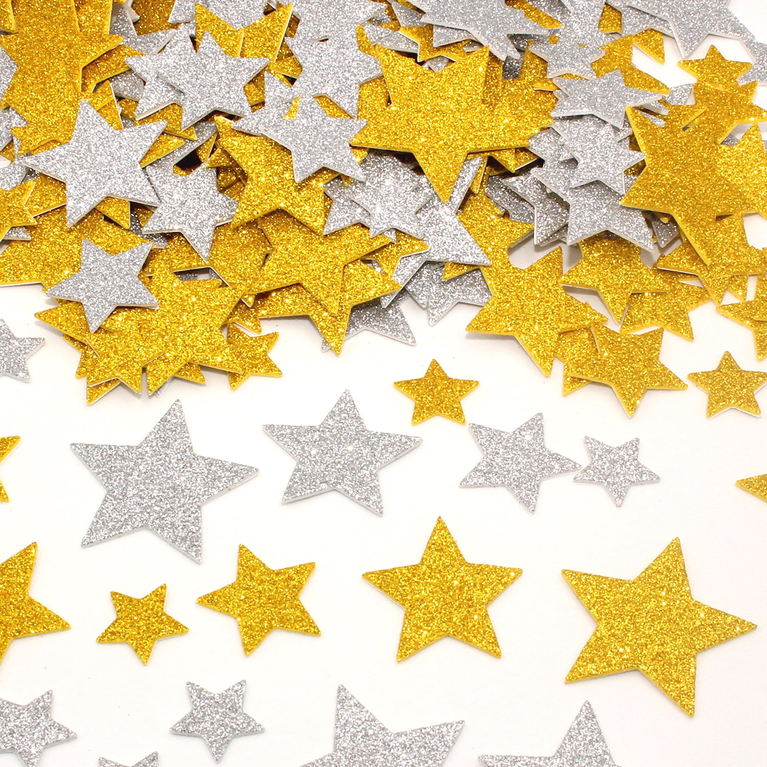 600 Pcs Glitter Star Foam Stickers in 4 sizes, Gold and Silver Self ...