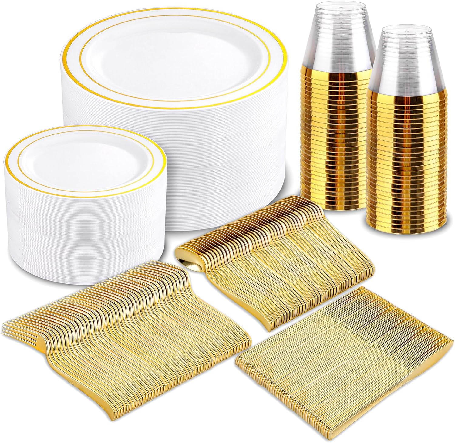 600 Pcs Gold Disposable Plates for 100 Guests, Plastic Plates for Party ...