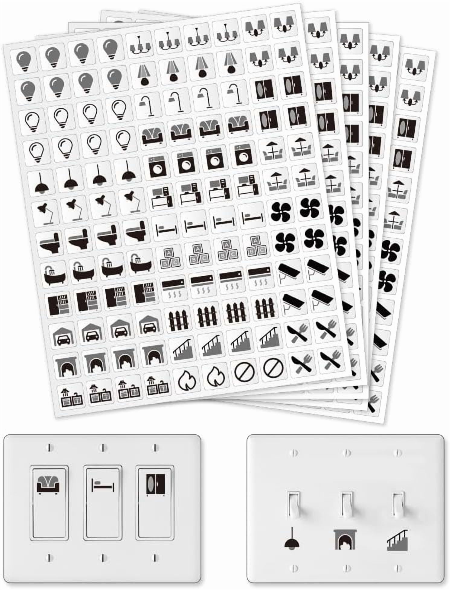 600 Pcs Light Switch Sticker Labels 29 Designs Transparent Switch ID ...