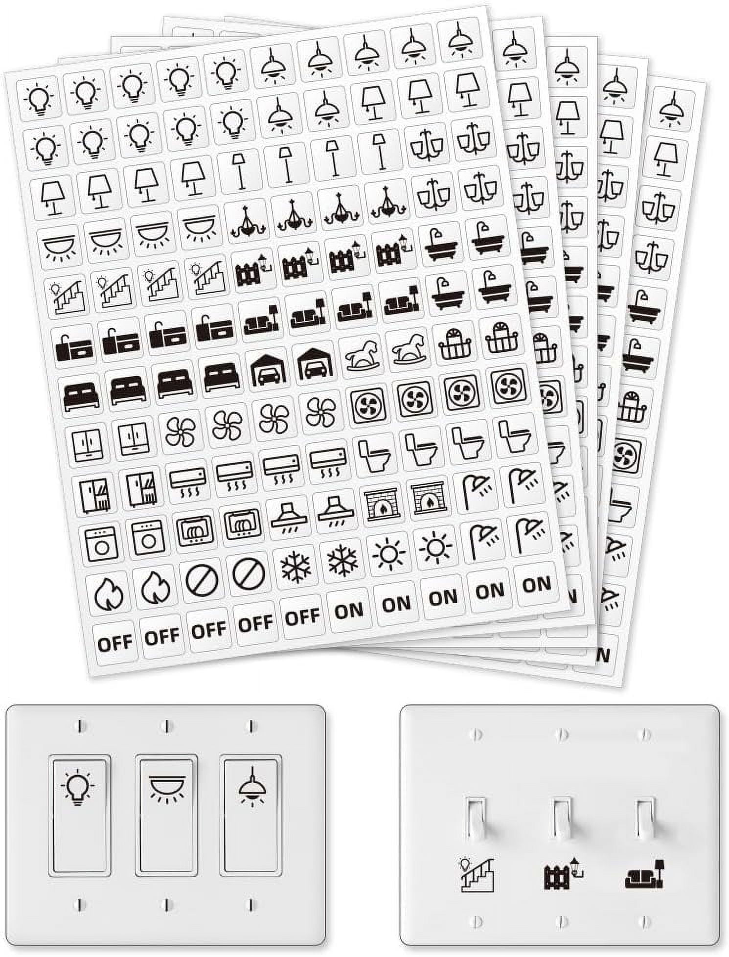 600 Pcs Light Switch Sticker Labels 33 Designs Transparent Switch ID ...