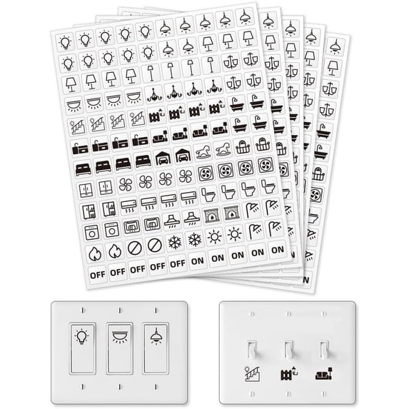 600 Pcs Light Switch Sticker Labels 33 Designs Transparent Switch ID ...