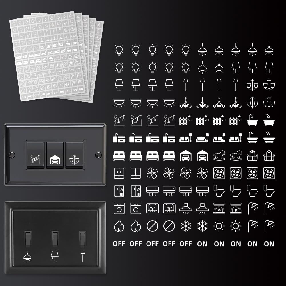 600 Pcs Light Switch Sticker Labels 33 Designs Transparent Switch ID ...