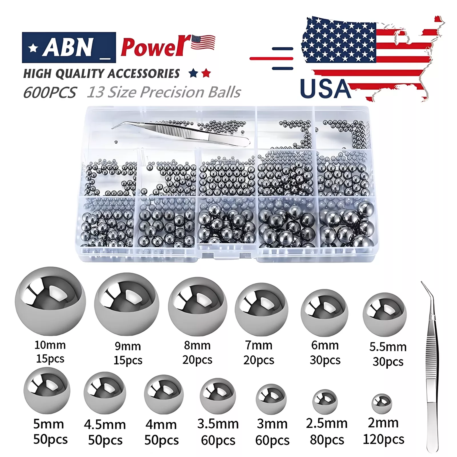 600 Pcs Metric Precision Steel Bearing Balls, Assorted Stainless Steel Loose Bic - Walmart.com