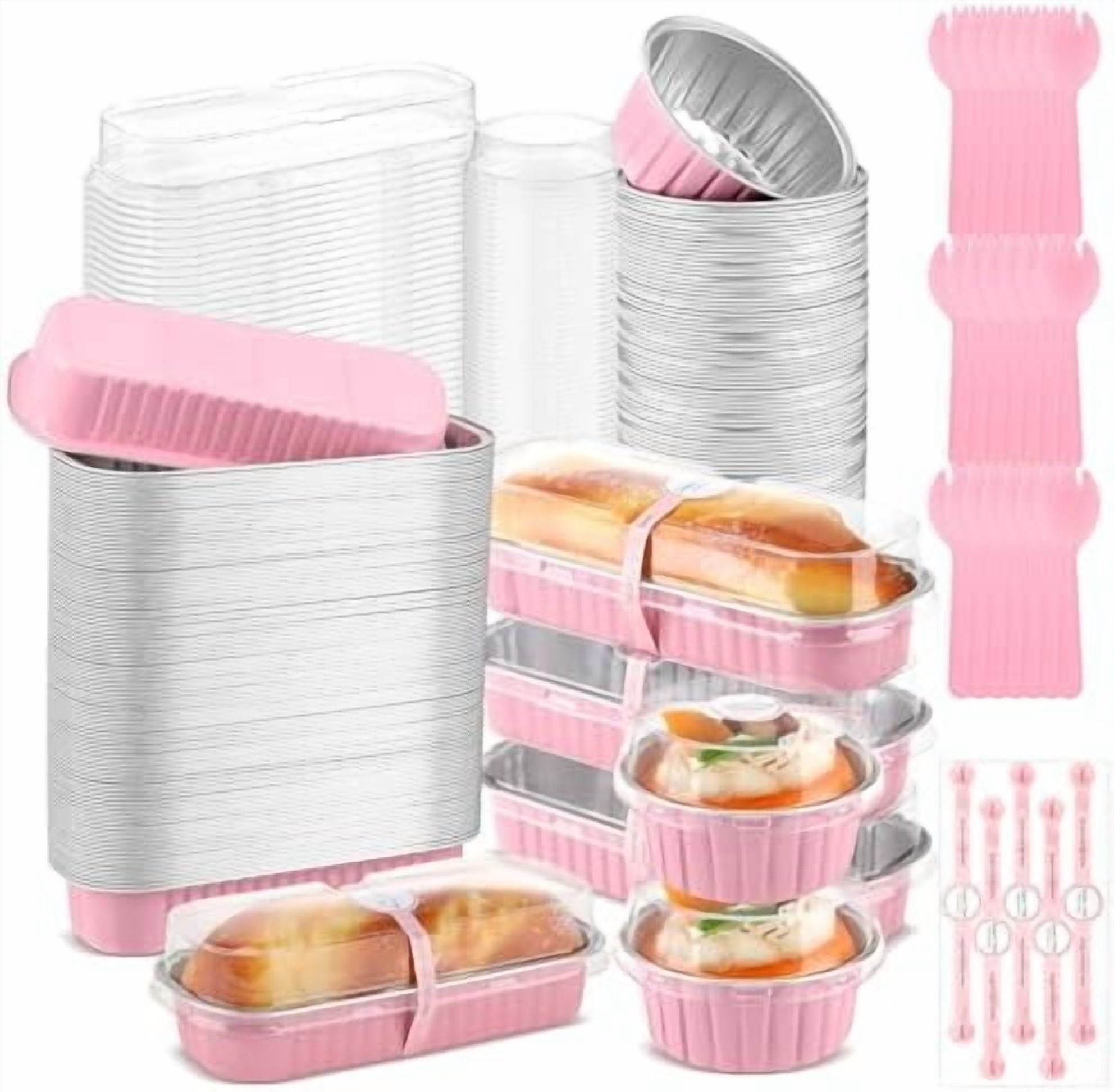 600 Pcs Mini Loaf Pans with Lids and Spoons Sealing Stickers 6.8oz ...