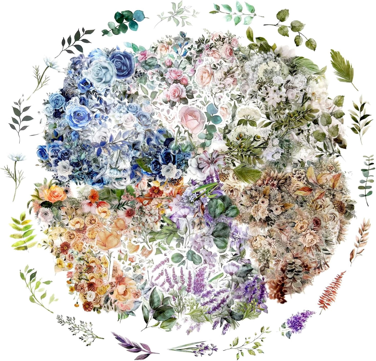 600 Pcs Natural Botanical Flower Stickers, Wildflower Stickers for ...