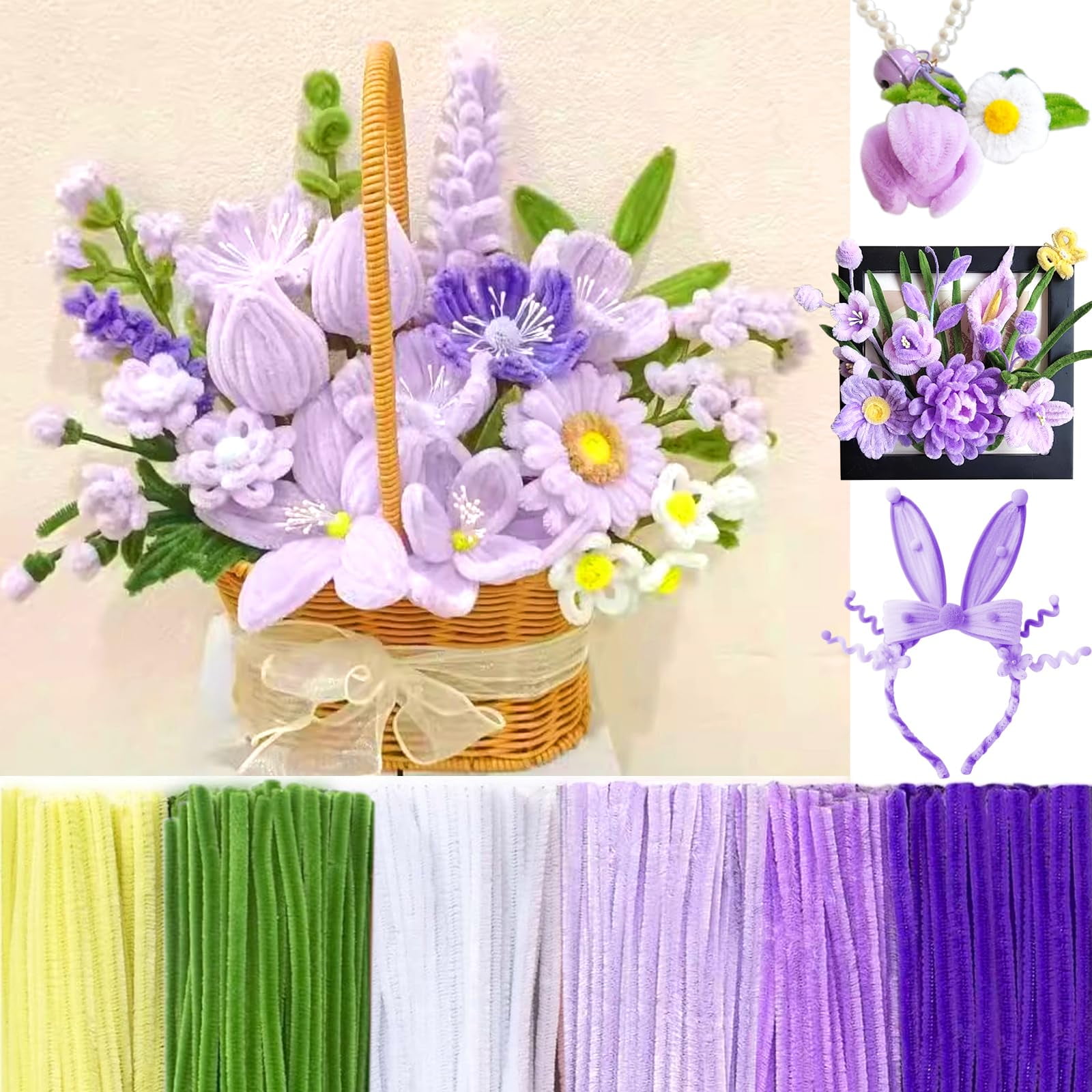 600 Pcs Pipe Cleaners Craft for Flowers, Pastel Chenille Stems for DIY ...