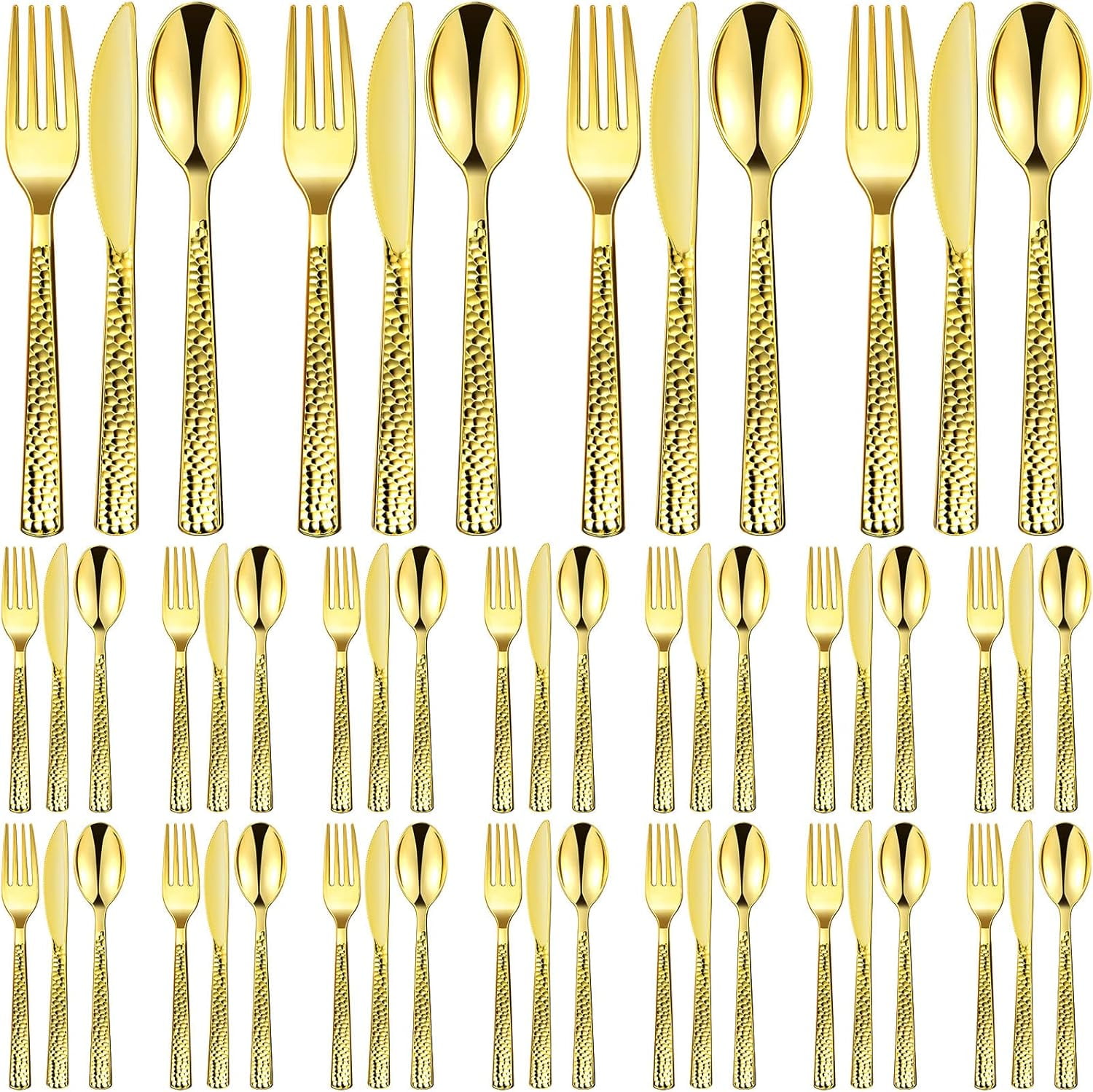 600 Pcs Plastic Gold Silverware Utensils Kit Single-Use Flatware ...