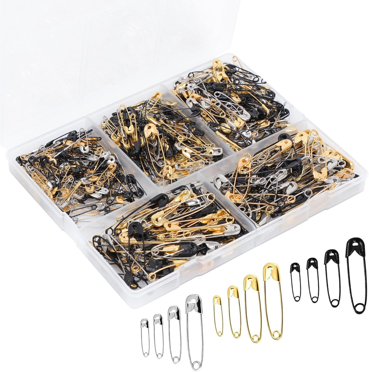 600 Pcs Safety Pins Assorted, 4 Sizes Large and Small Safety Pins for ...