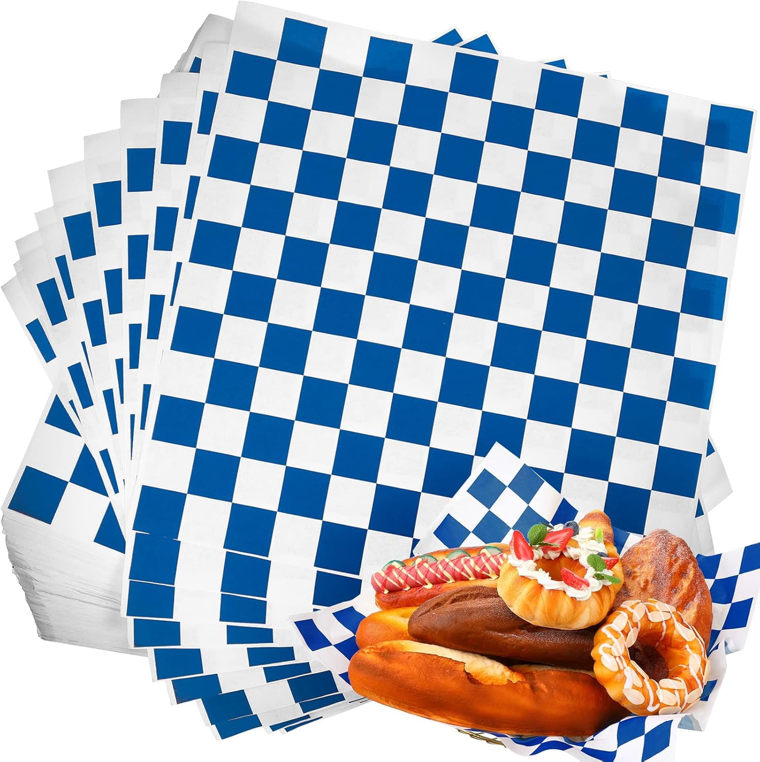 600 Pcs Sandwich Wrapping Paper Sheet 15x15 Checkered Food Wax Sheets ...