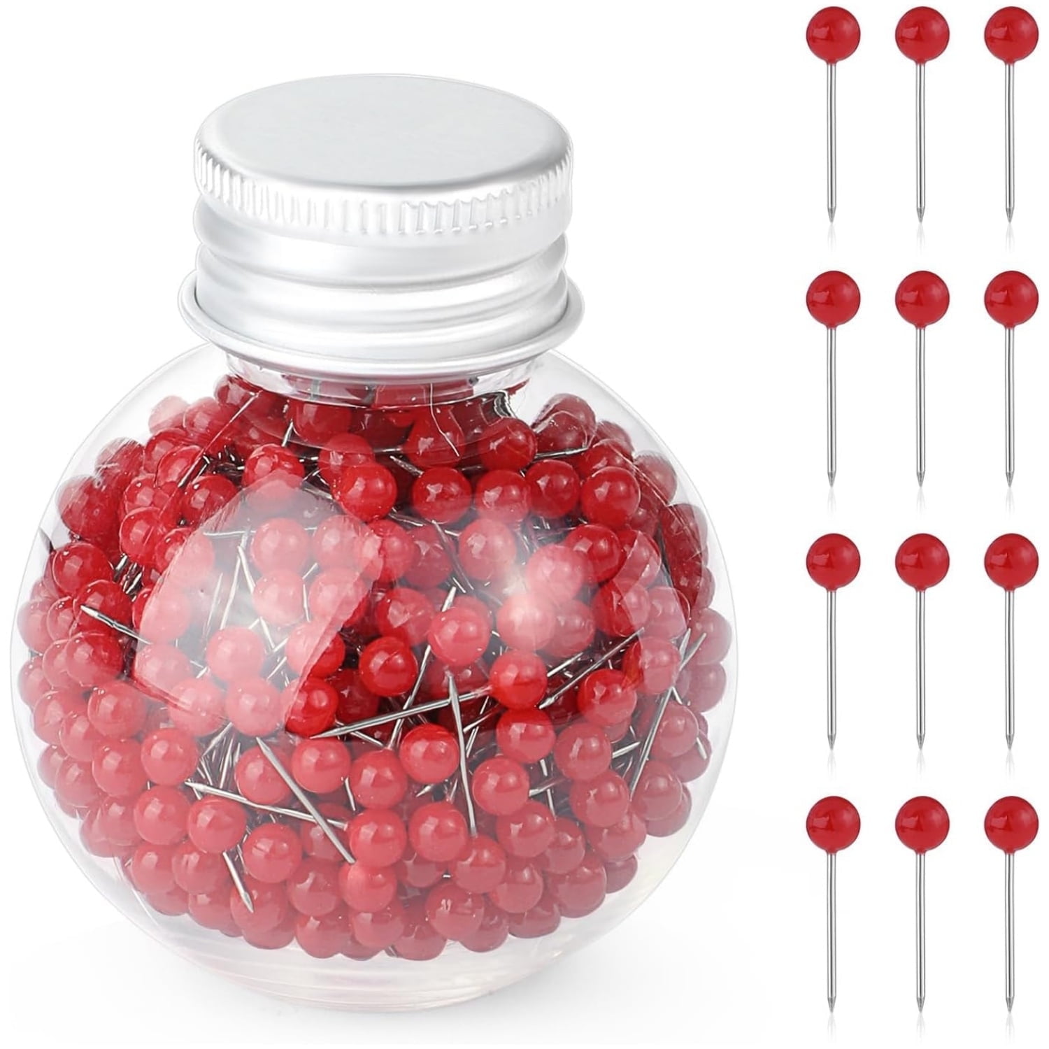 600 Pcs/Set Sewing Pins Practical Pins with 0.4 mm Round Head Colourful ...