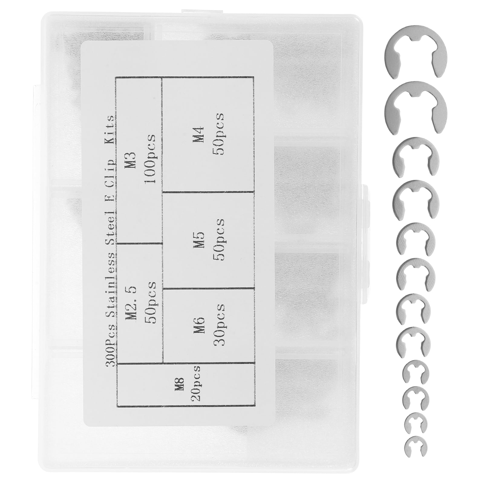 600 Pcs Stainless Washers E-Type Circlips Split Retaining Rings ...
