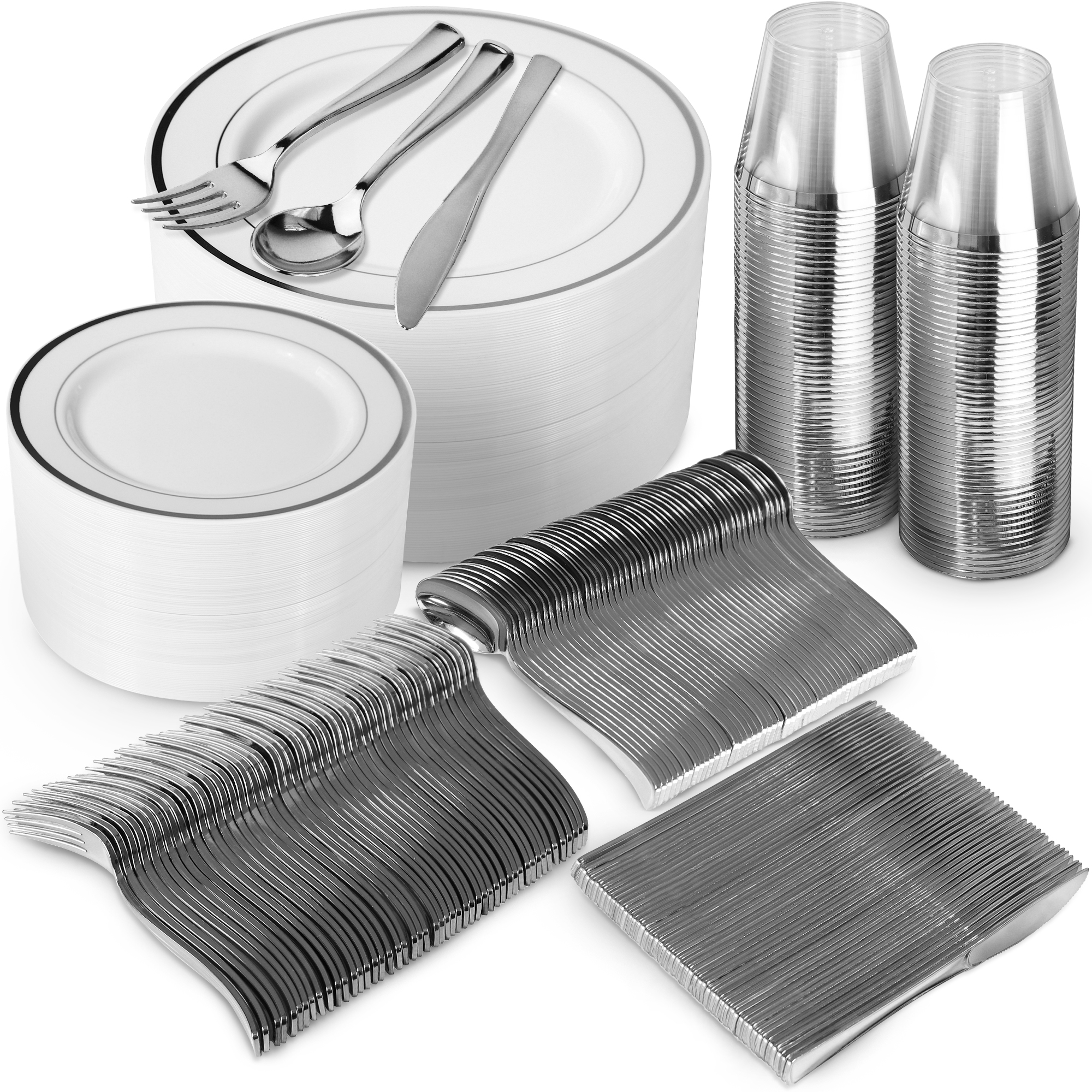 Disposable Premium Plastic Dinnerware Plate Set, Vintage - Cream, 7.5 ...