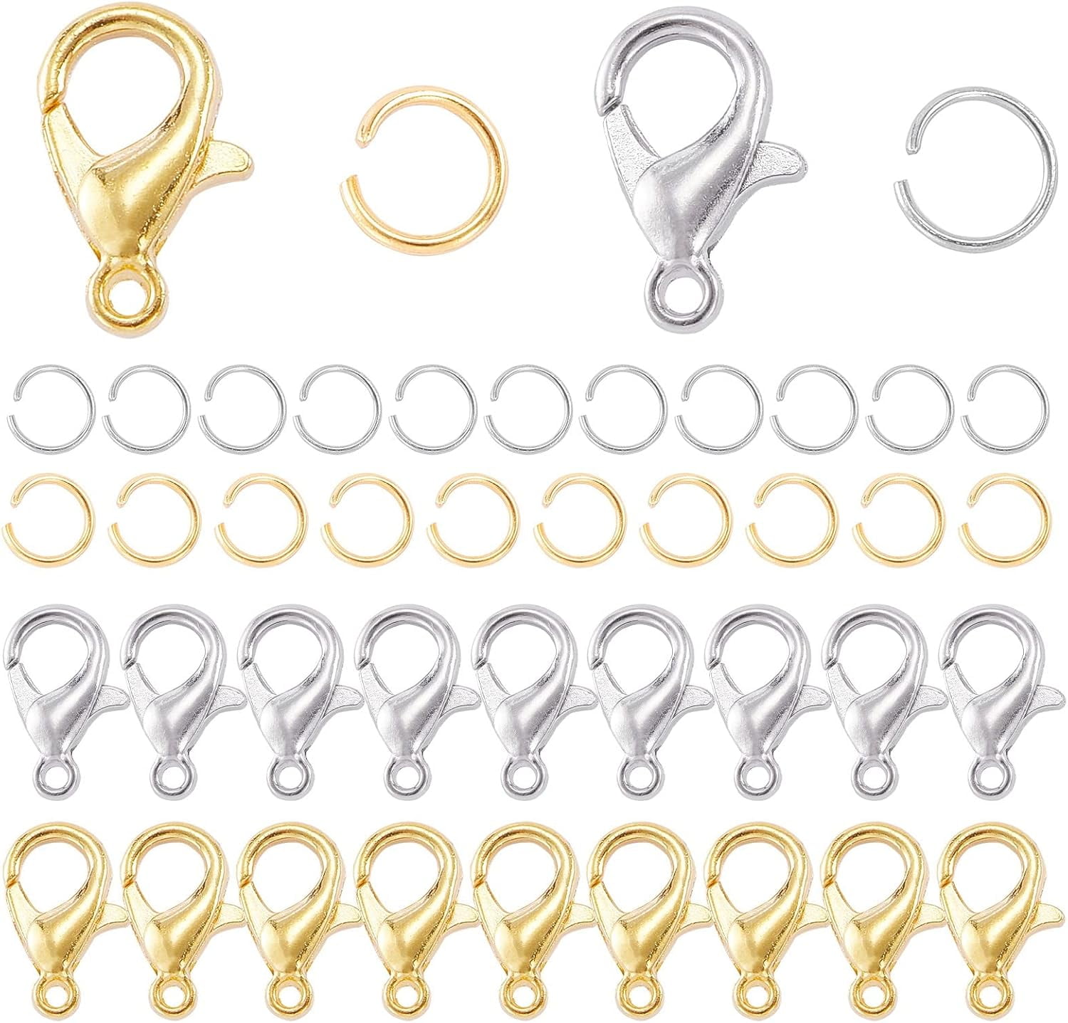 600 Pieces 2 Colors Lobster Claw Clasps Parrot Trigger Clasps with Open ...